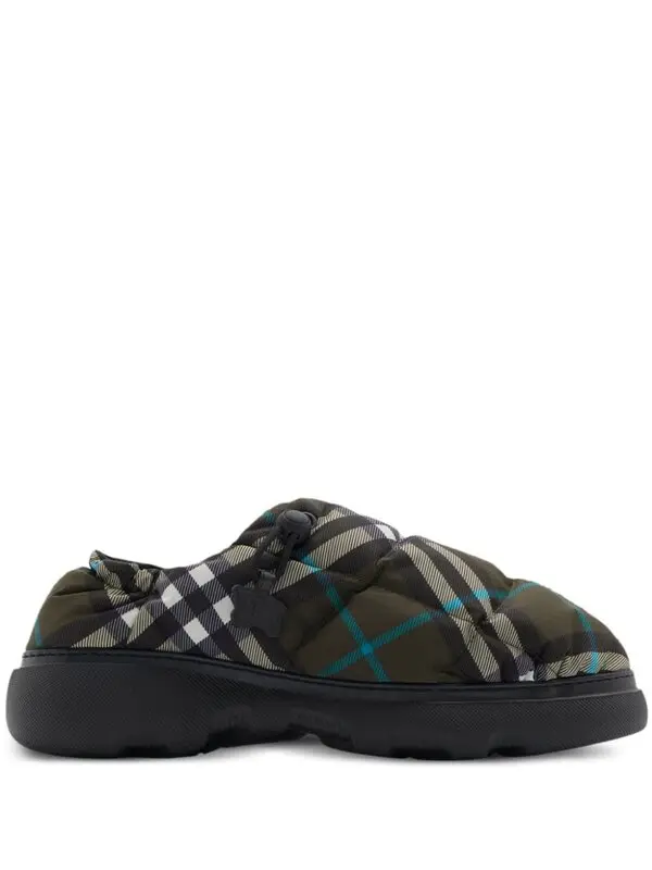 Burberry Check-print Pillow Mules - Green