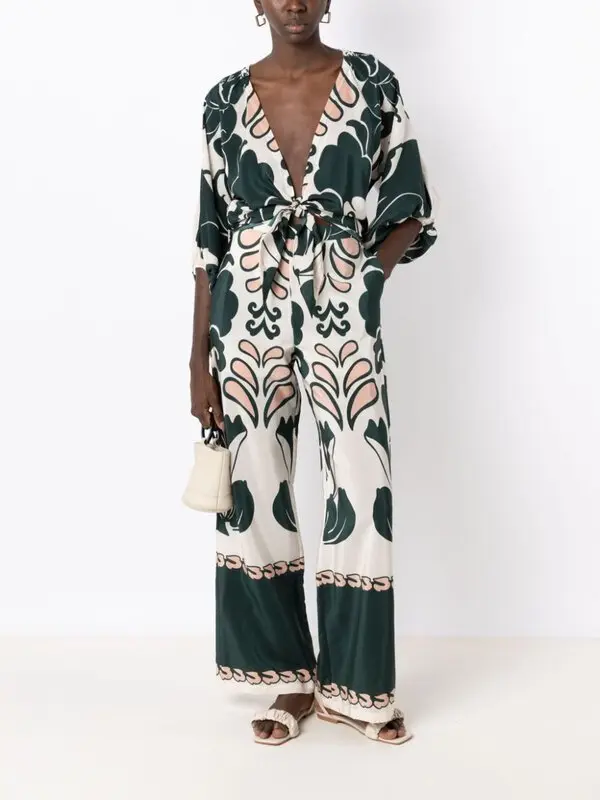 ADRIANA DEGREAS Graphic-print Flared Trousers