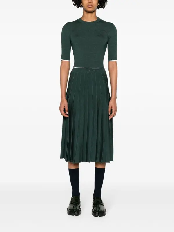 Thom Browne Ribbed Jumper With Contrasting Trim - Green