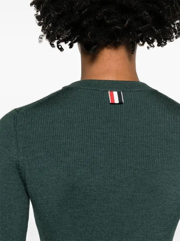 Thom Browne Ribbed Jumper With Contrasting Trim - Green