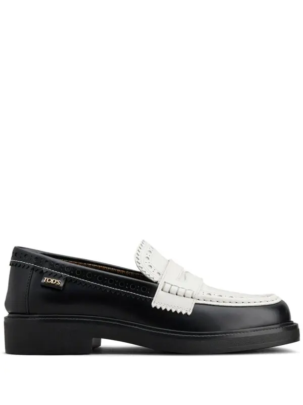 TOD'S Brogue-trim Leather Loafers