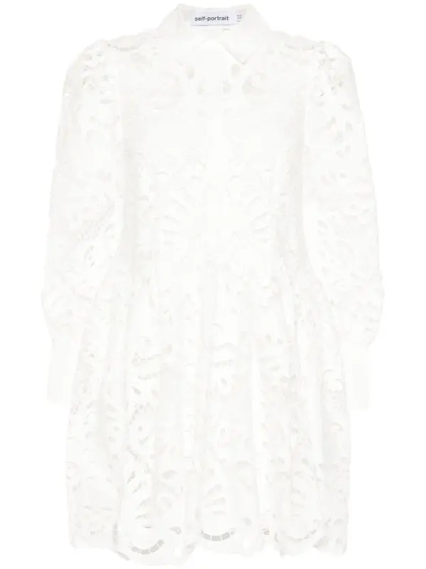 princess polly baby blue dress Self-Portrait Guipure Lace Mini Shift Dress main image 1