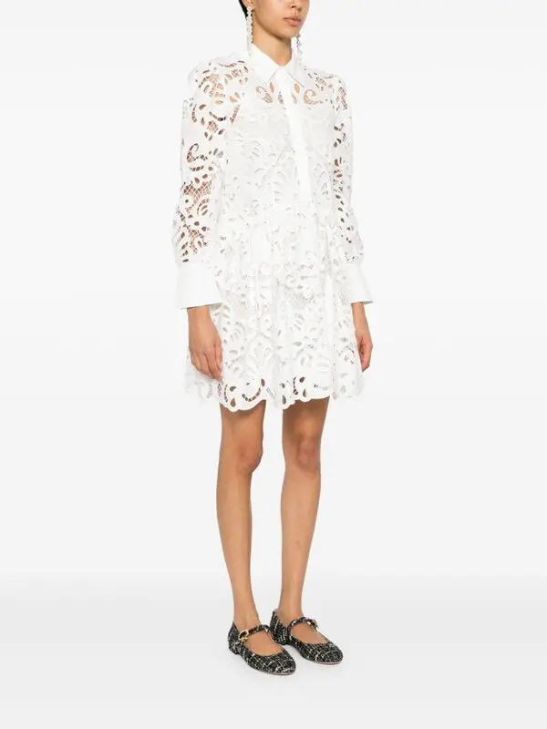 self portrait white guipure lace mini dress Self-Portrait Floral Guipure Lace Mini Dress White - BOPF