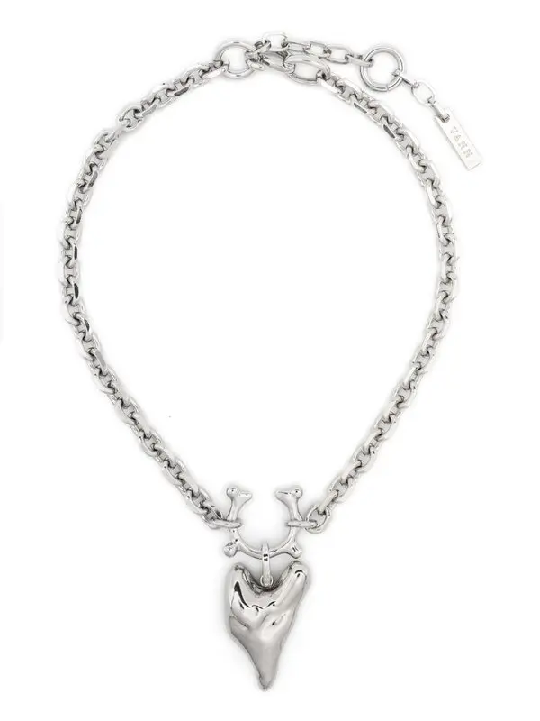 VANN JEWELRY Small Heart Choker Necklace - Silver