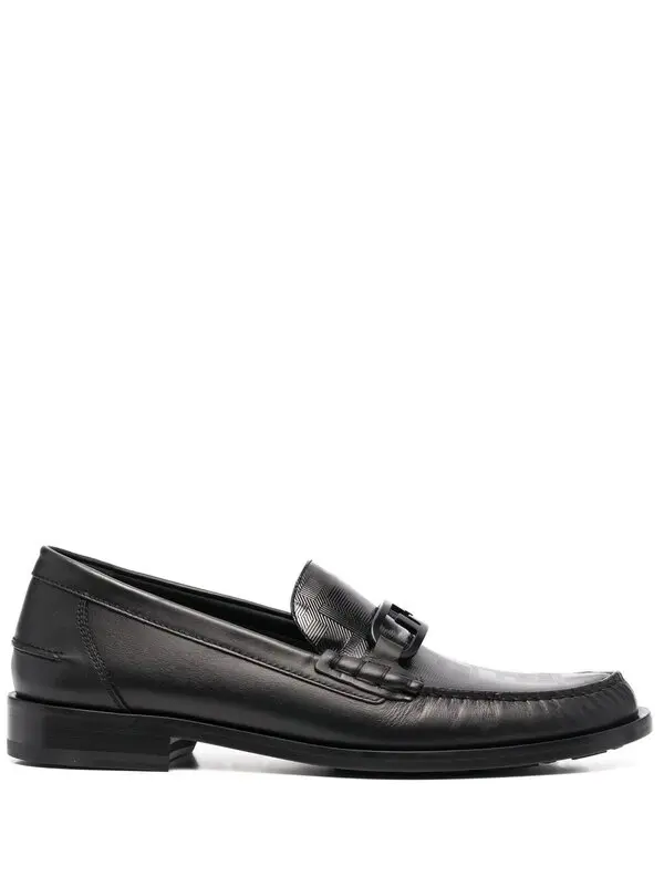 Fendi Logo-plaque Leather Loafers