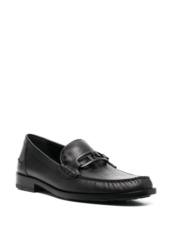 Fendi Logo-plaque Leather Loafers