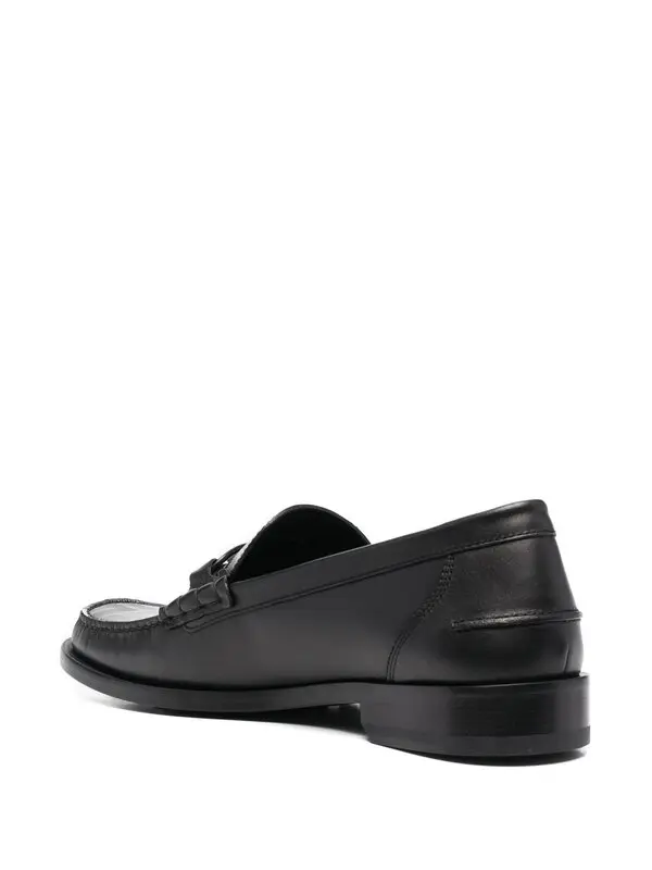 Fendi Logo-plaque Leather Loafers