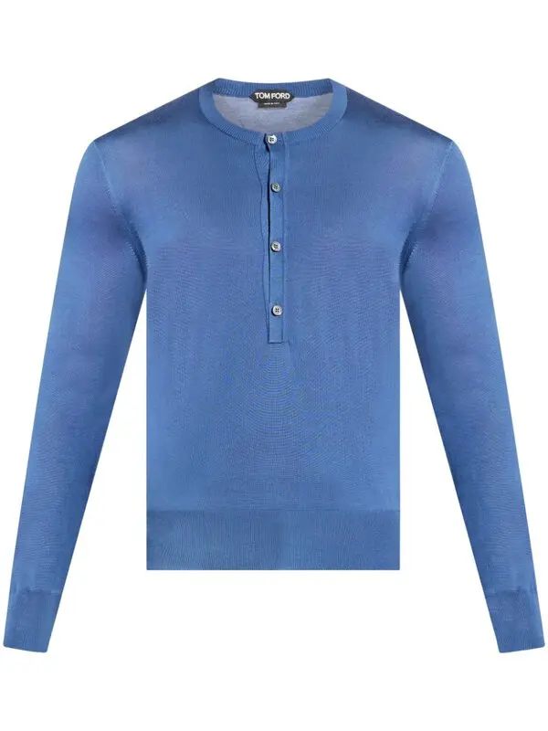 TOM FORD Henley Knitted Silk Top