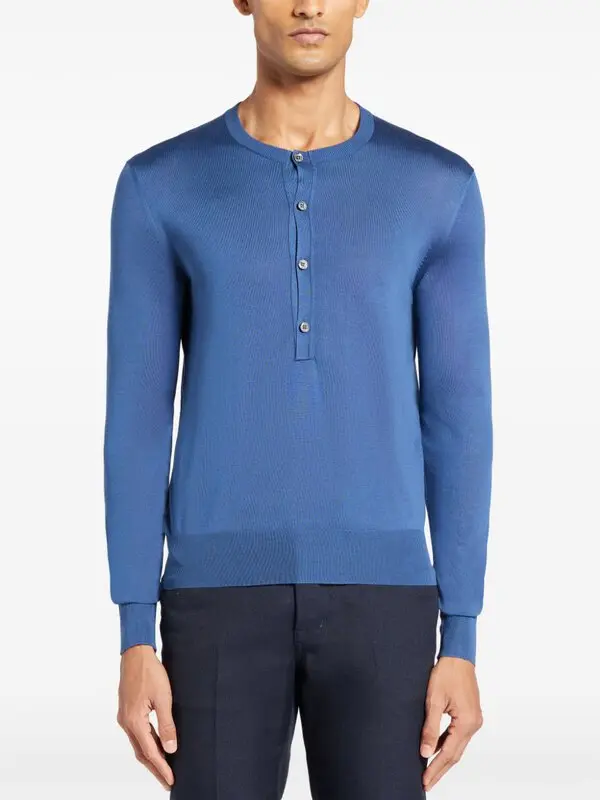 TOM FORD Henley Knitted Silk Top