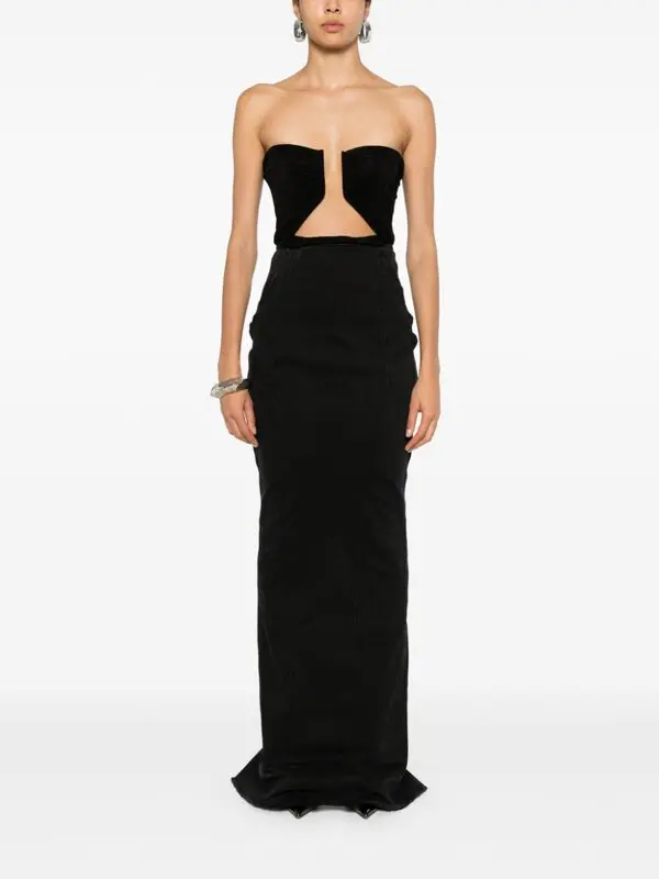 ENTIRE STUDIOS Channel Denim Maxi Skirt - Black