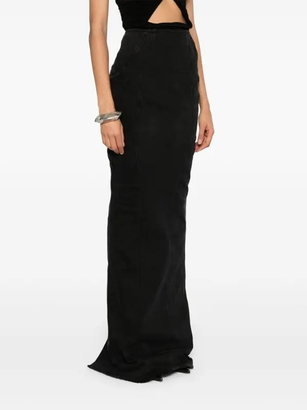 ENTIRE STUDIOS Channel Denim Maxi Skirt - Black