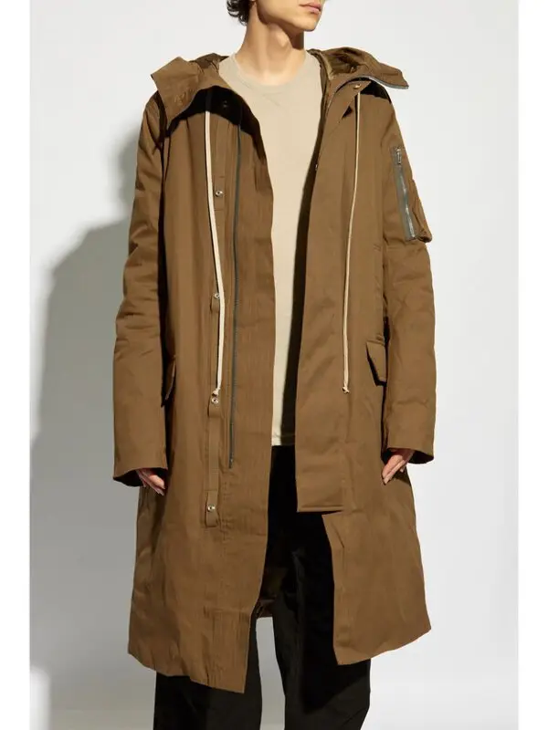 Rick Owens Hooded Padded Coat - Brown