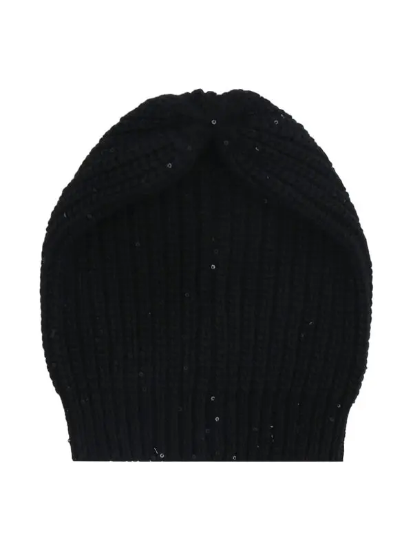 Brunello Cucinelli Sequin-embellished Ribbed-knit Beanie - Black