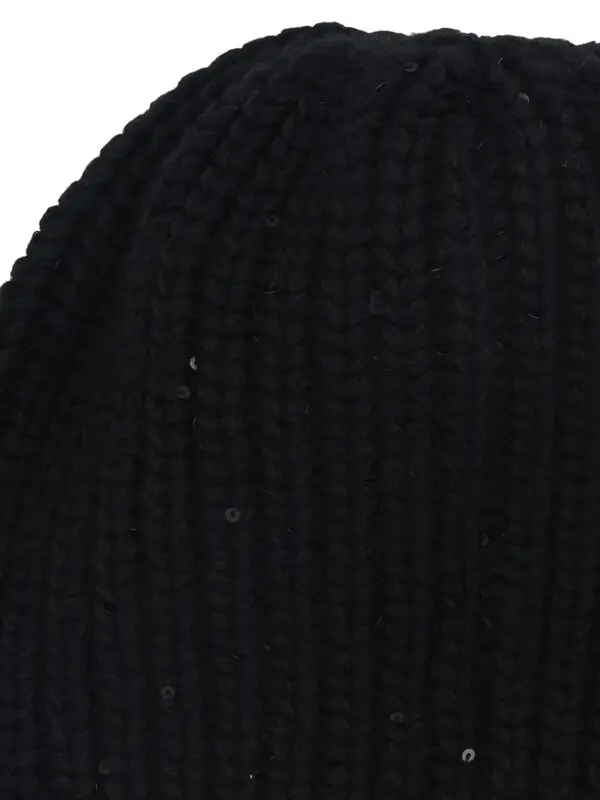 Brunello Cucinelli Sequin-embellished Ribbed-knit Beanie - Black