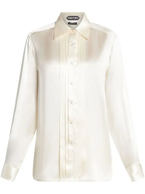 TOM FORD Pintuck-detail Silk Shirt - White