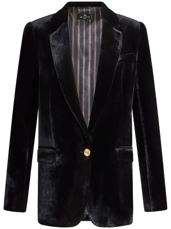 Etro Velvet Single-breasted Blazer - Black