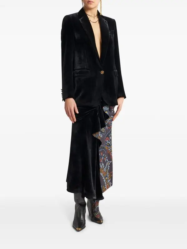 Etro Velvet Single-breasted Blazer - Black