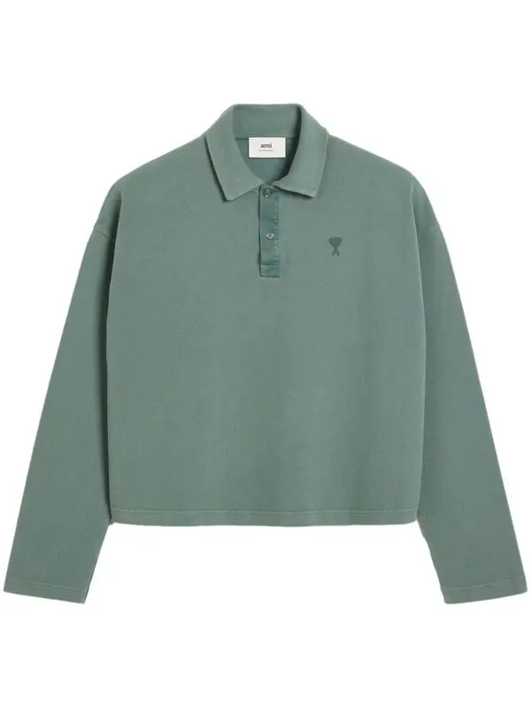 AMI Paris De Coeur Long-sleeved Polo Shirt