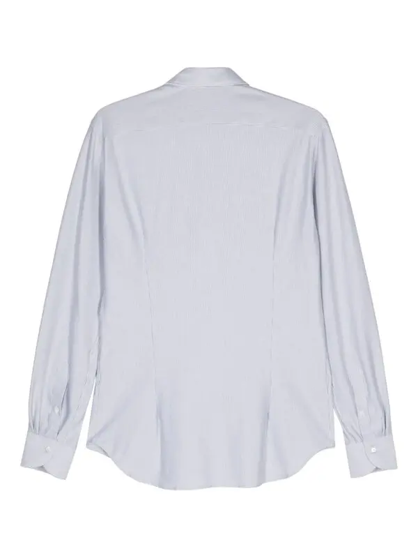 Canali Cutaway-collar Striped Shirt - Grey