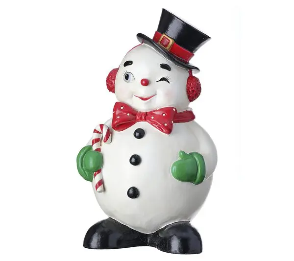 VALERIE PARR HILL 12' Standing Winking Jolly Snowman Valerie - One-color