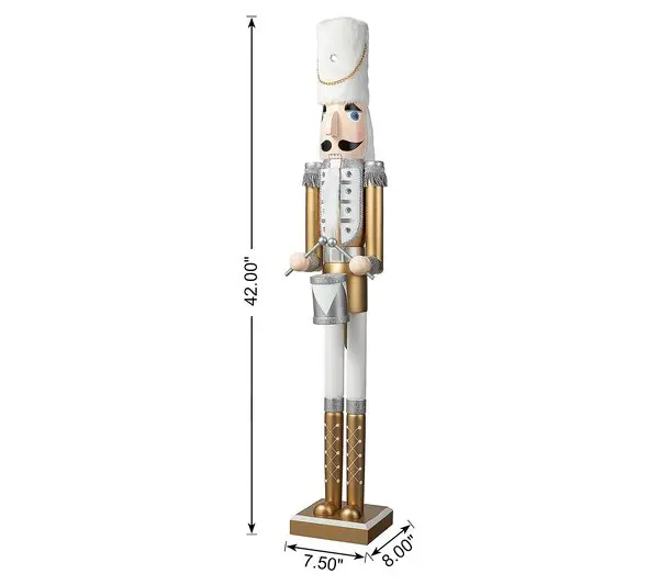 GLITZHOME 42' Christmas Deluxe Gold Dressed Sol Dier Nutcracker