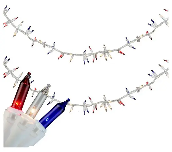 NORTHLIGHT 5.6' Red/clear/blue Mini Lig Ht Garland - One-color