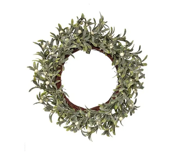 VALERIE PARR HILL 22' Frosted Waterproof Mistletoe Berry Wreath B Y Valerie - One-color