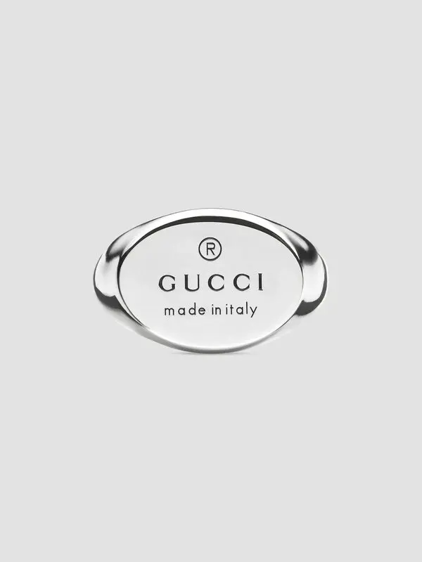 Gucci Trademark Sterling Oval Signet Ring