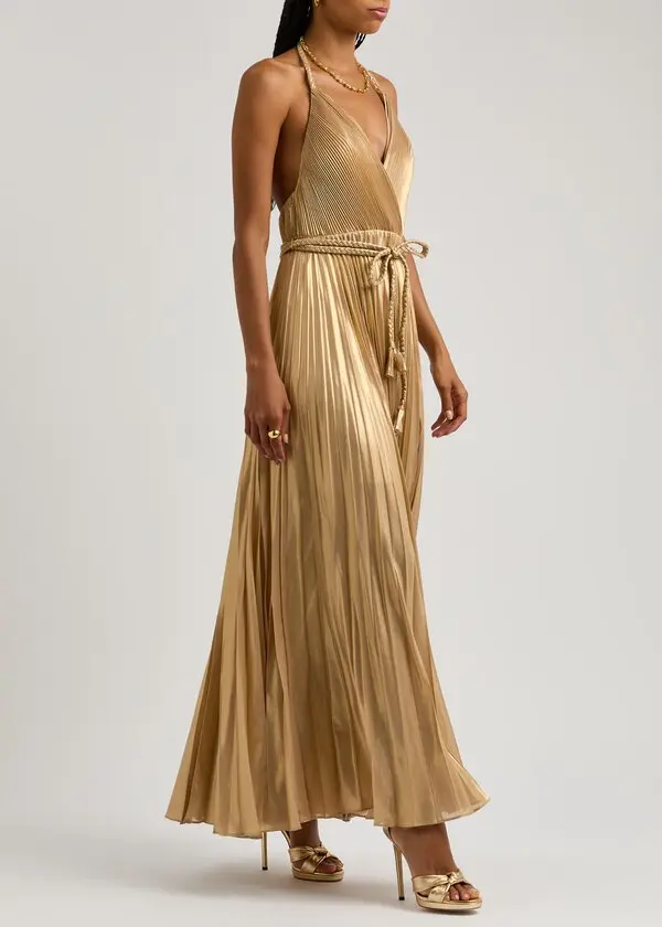 sachin and babi light blue dress Warehouse Chiffon Plunge Neck Ruffle Detail Volume Sleeve Maxi Dress in  Green