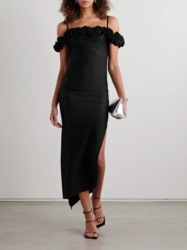 Coperni Cold-shoulder Stretch-jersey Gown - Black