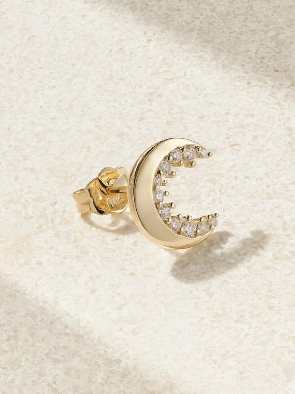 SYDNEY EVAN Crescent Moon 14-karat Diamond Single Earring - Gold