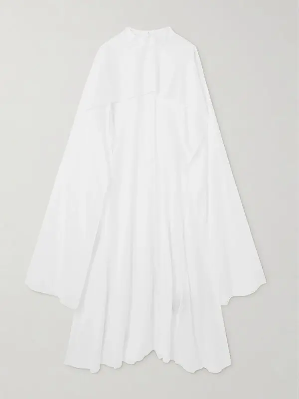 JIL SANDER Cape-effect Cotton-poplin Maxi Dress