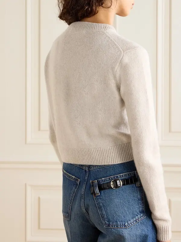 THE ELDER STATESMAN Cropped Cashmere Sweater - Gray