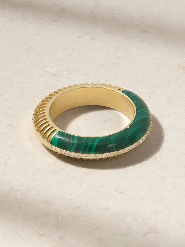 L’ATELIER NAWBAR Bombay Ray 18-karat Gold, Malachite And Diamond Ring - Green
