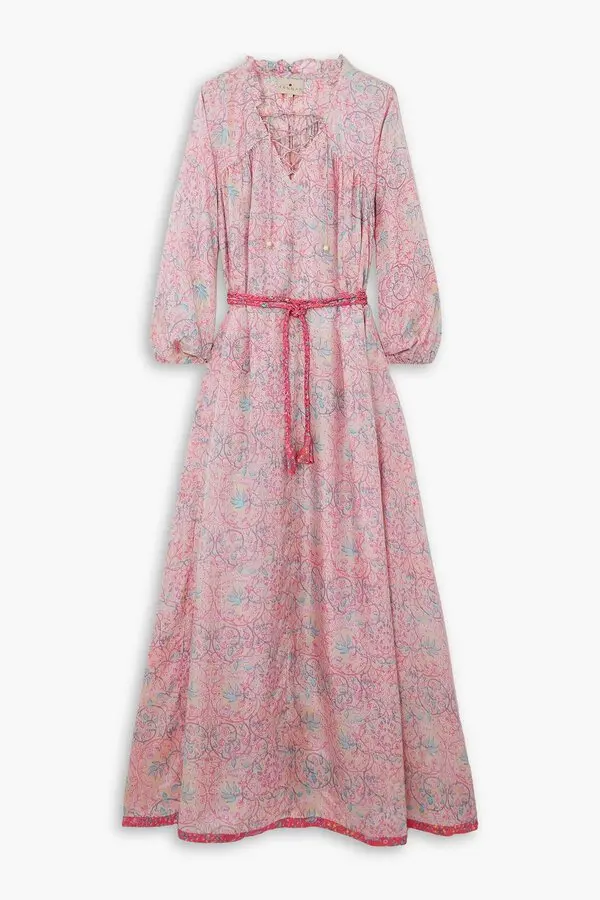 Hannah Julianna Laceup Printed Silkhabotai Maxi Dress In Pink - 75% Off |  Editorialist