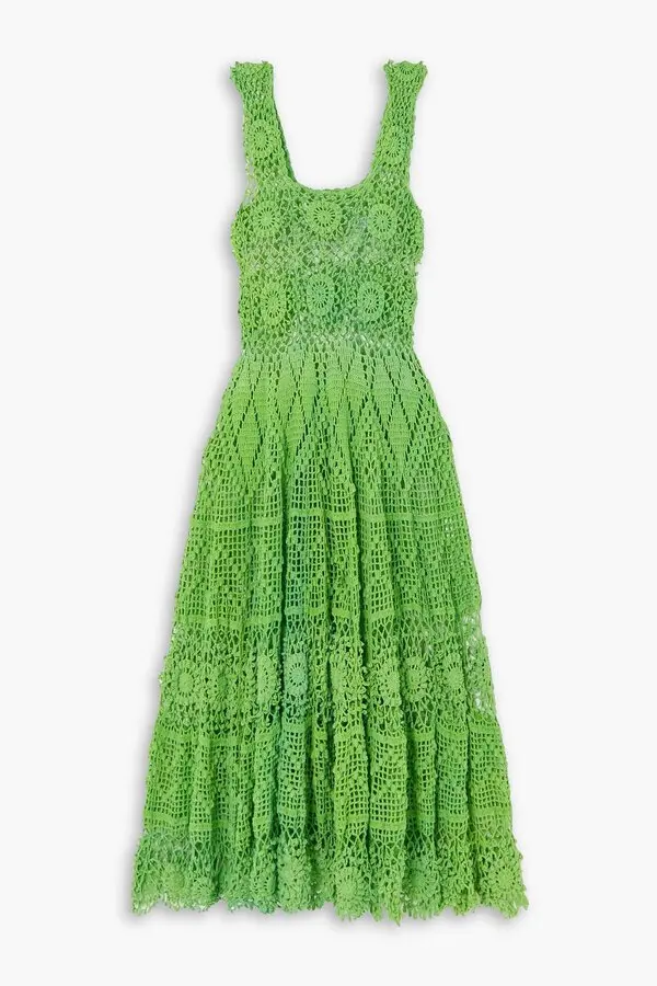 alix pinho crochet dress Alix Pinho Crocheted Cotton Midi Dress In Green - 75% Off