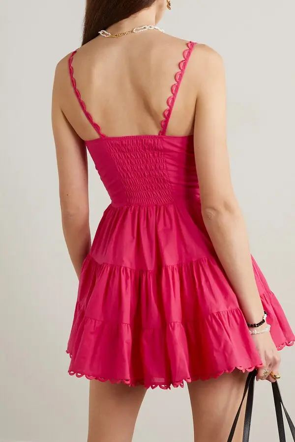 open lace back dress Women Size L Charo Ruiz Ibiza Pink, orange, white Eyelet Cotton Mini D –  VIDA STYLE SHOP