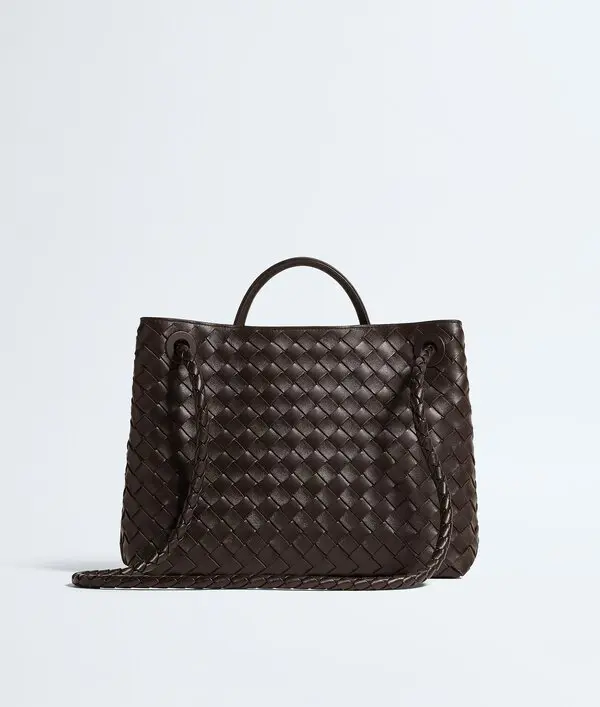 Bottega Veneta Intrecciato Leather Andiamo Top Handle Bag - Fondant