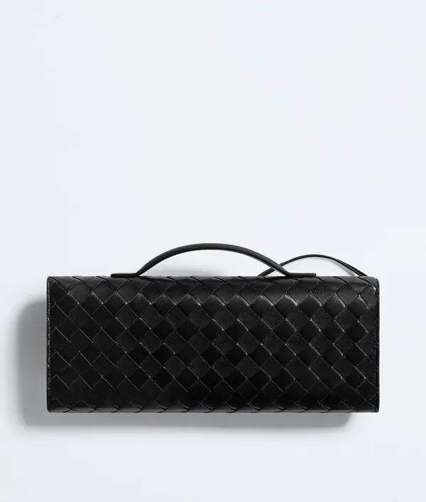 Bottega Veneta Intrecciato Leather Andiamo Clutch - Black