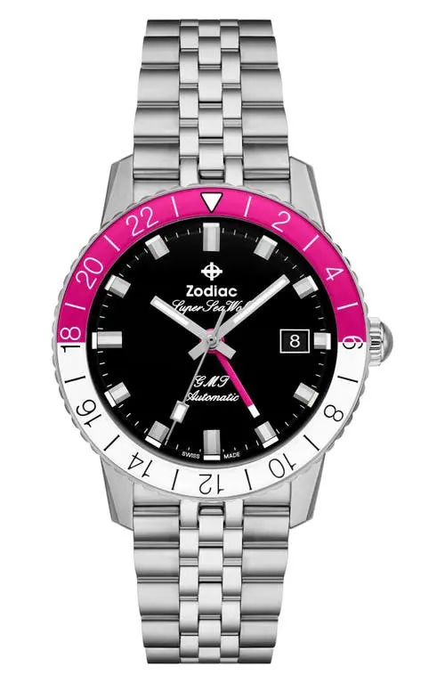 ZODIAC Gmt Automatic Stainless Steel Watch - Silver