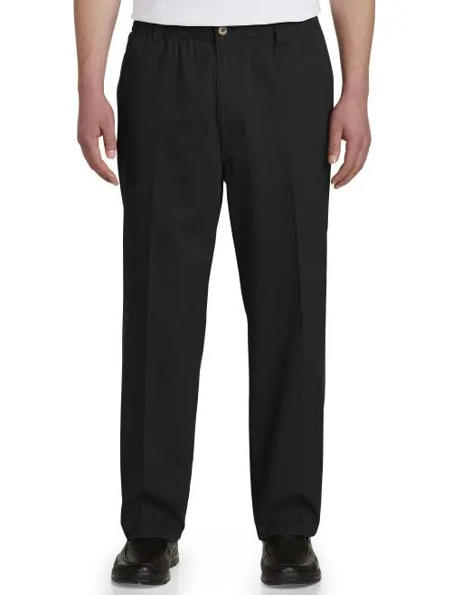 HARBOR BAY BY DXL Elastic-waist Pants - Black