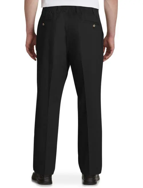 HARBOR BAY BY DXL Elastic-waist Pants - Black