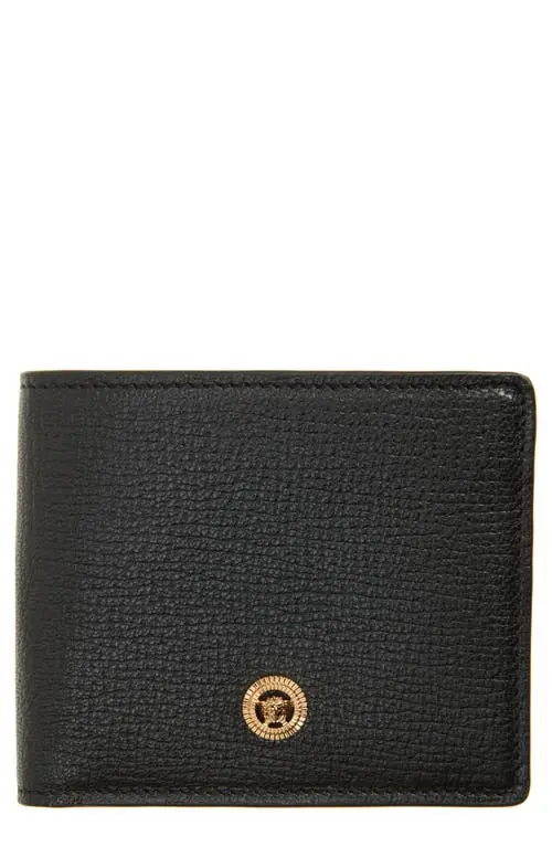 Versace Medusa Leather Bifold Wallet - Black/ Versace Gold