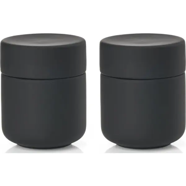 ZONE DENMARK Ume Set Of 2 Ceramic Jars - Black