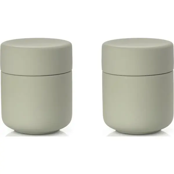 ZONE DENMARK Ume Set Of 2 Ceramic Jars - Eucalyptus Green