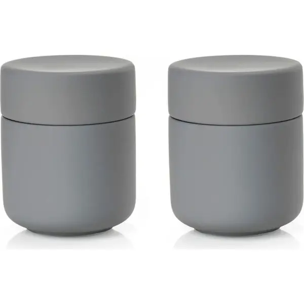 ZONE DENMARK Ume Set Of 2 Ceramic Jars - Grey