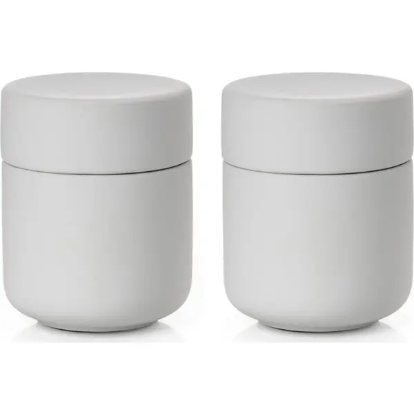 ZONE DENMARK Ume Set Of 2 Ceramic Jars - Soft Grey
