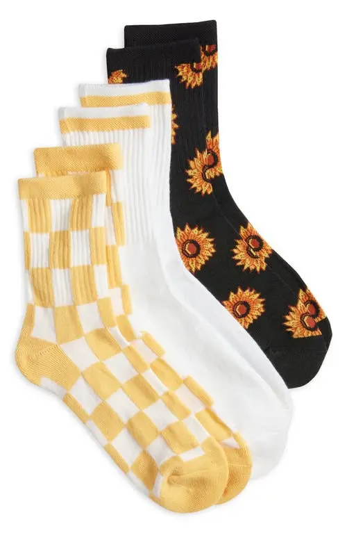 K BELL SOCKS La Sunflower Assorted 3-pack Crew Socks - Yellow Multi