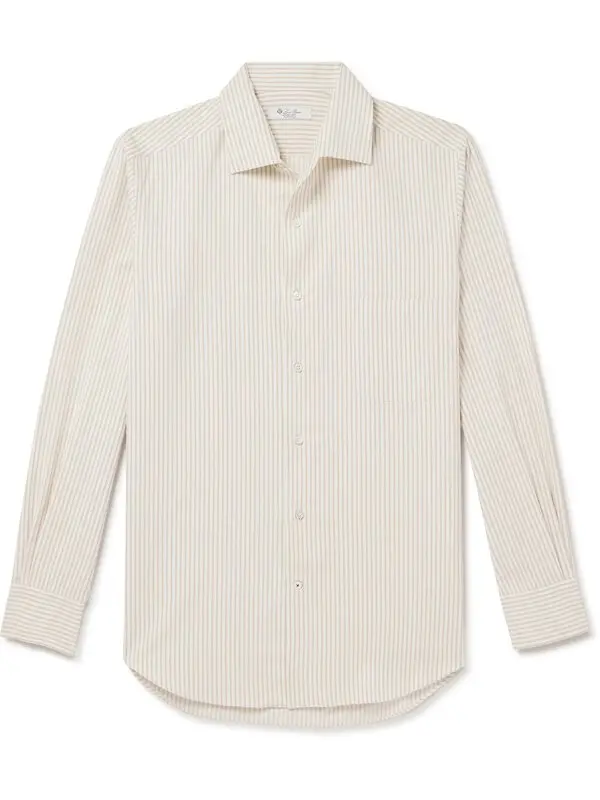 Loro Piana Andre Striped Silk And Cotton-blend Twill Shirt - Neutrals