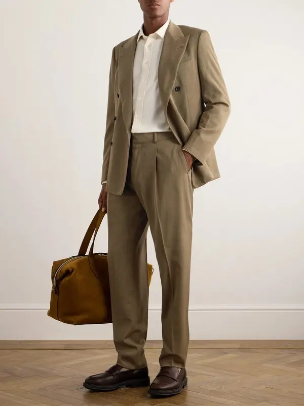 Loro Piana Tapered Pleated Wool-twill Suit Trousers